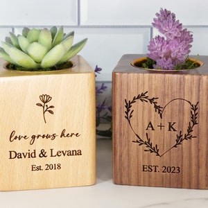 Engraved Personalized Wedding Gift Planter, Bridal Shower Gift ...