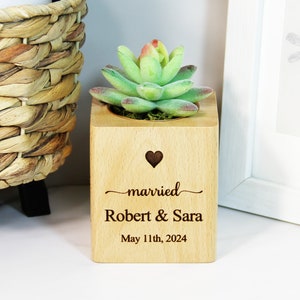 Engraved Personalized Wedding Gift Planter, Bridal Shower Gift ...