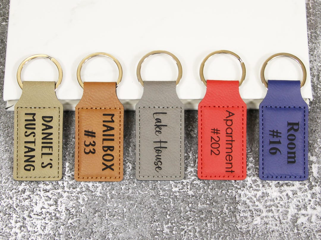 Engraved Custom Apartment Leather Keychain, Custom Mailbox Keychain ...