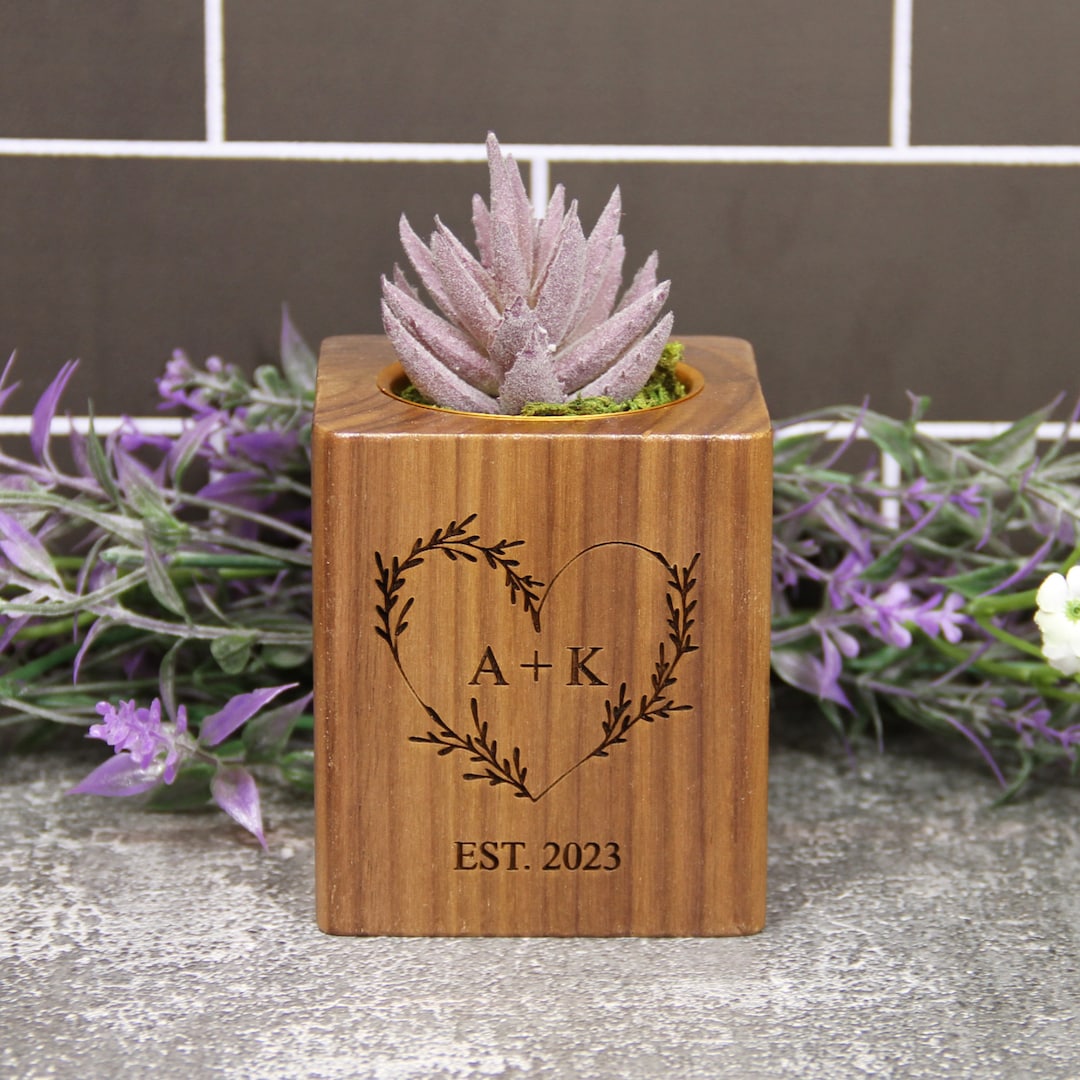 Engraved Personalized Wedding Gift Planter, Bridal Shower Gift, Custom ...
