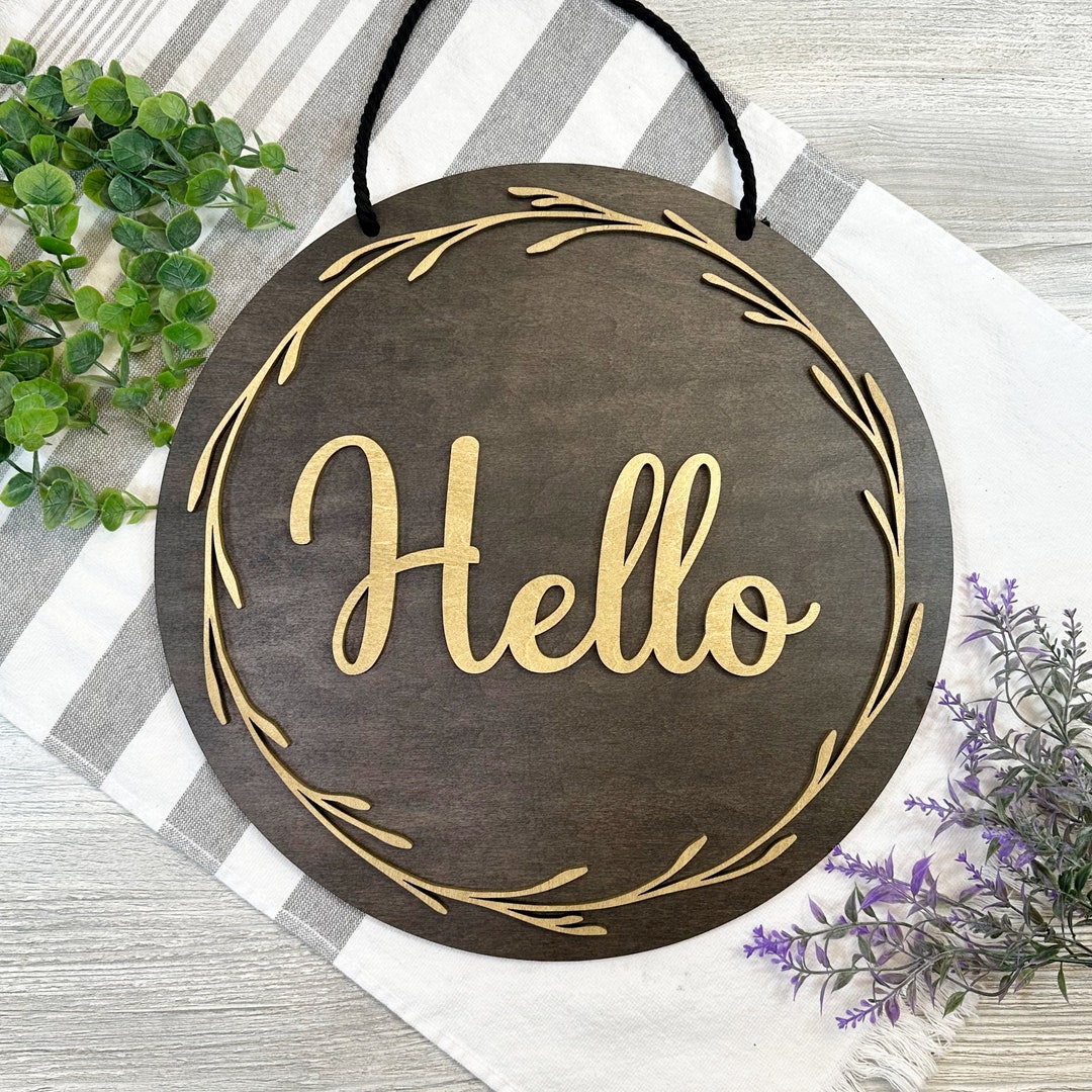 Laser Engraved Welcome Signs Go Away Sign Hello Sign Front - Etsy