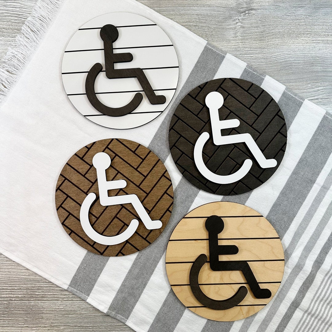 Laser Engraved 3D Bathroom Door Sign Handicap Disabled - Etsy