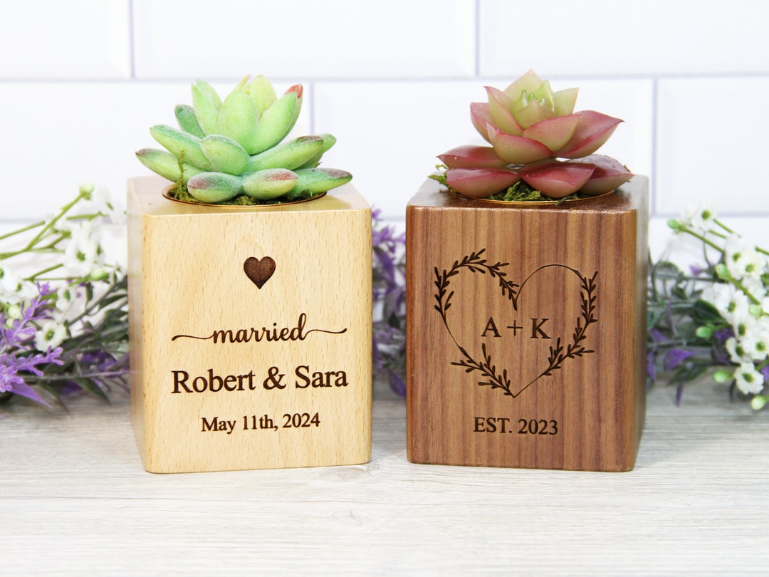 Engraved Personalized Wedding Gift Planter, Bridal Shower Gift ...