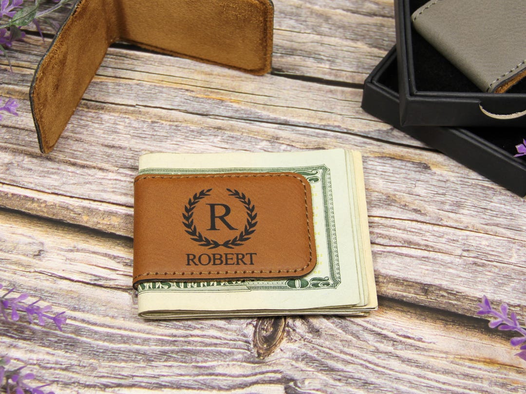 Personalized Engraved Money Clip W/ Gift Box, Custom Leatherette Money ...