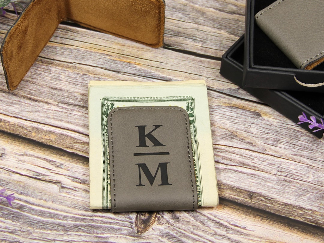 Personalized Engraved Money Clip W/ Gift Box, Custom Leatherette Money ...