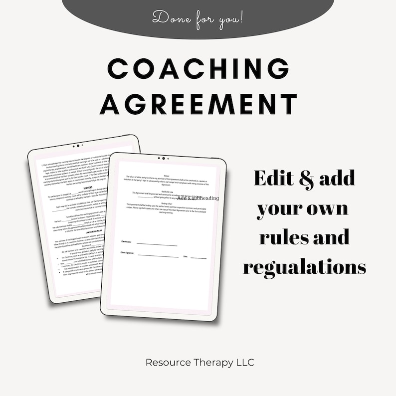 Coaching Agreement Coaching Terms or Contract Coach Client Agreement ...