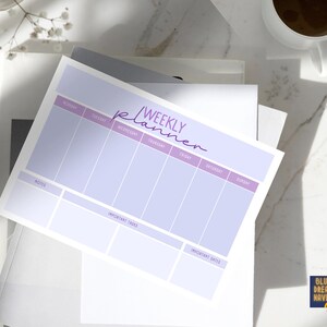 Weekly Planner | Printable Purple Weekly Planner | Digital Weekly ...