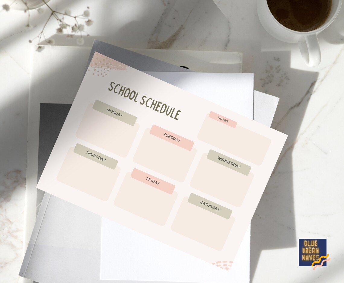 School Schedule | Printable School Schedule Template | Digital ...