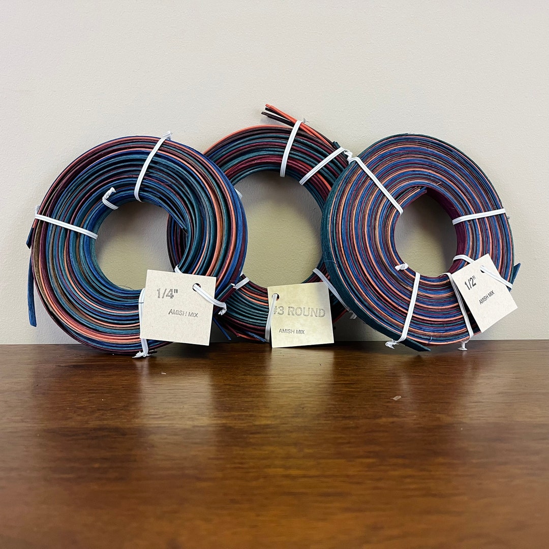Colored Reed Amish Mix- Flat Flat 1/4" and 1/2" Wide - #3 Round Reed 2 ...