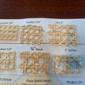 Cane Webbing & Rushing Materials Sample Chart: Reed Spline, Shaker Tape ...