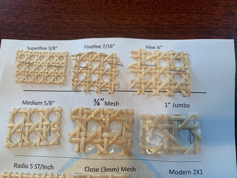Cane Webbing & Rushing Materials Sample Chart: Reed Spline, Shaker Tape ...