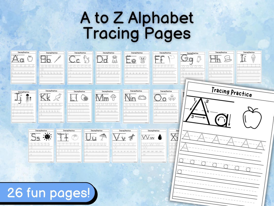 A to Z Alphabet Tracing Worksheets, ABC Printable for Kids, Preschool ...