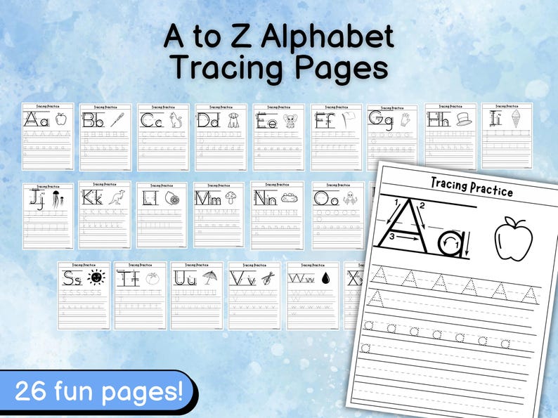 A to Z Alphabet Tracing Worksheets, ABC Printable for Kids, Preschool ...