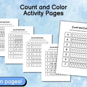 Count and Color Activity Pages, Fun Math Learning, Printable Worksheets ...
