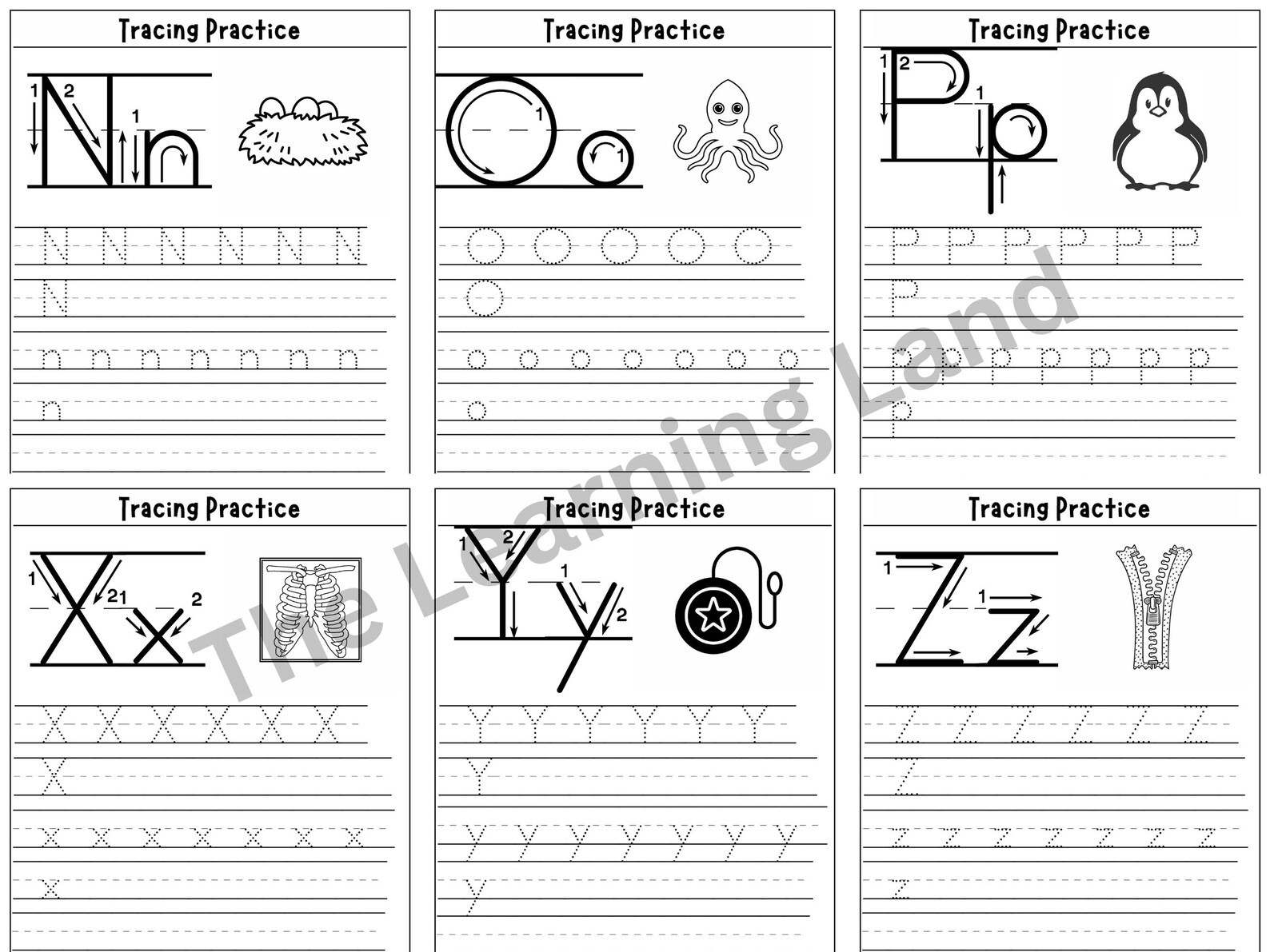 A to Z Alphabet Tracing Worksheets ABC Printable for Kids Preschool ...