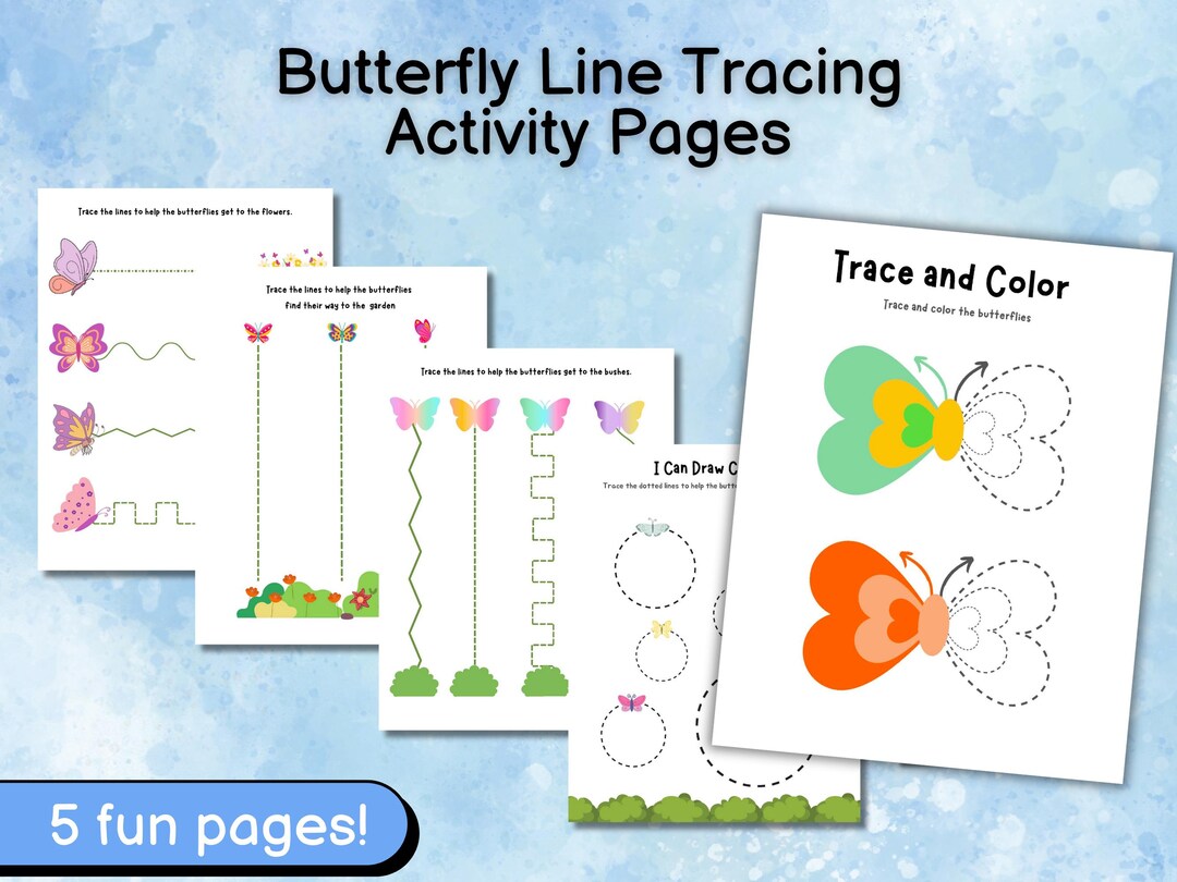 Line Tracing Worksheets, Fun Butterfly Printable Tracing for Kids ...
