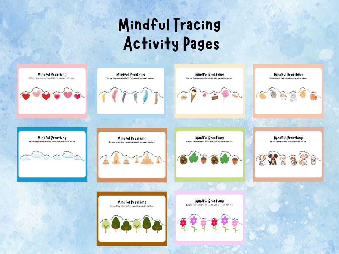 Mindful Tracing Activity Pages Relaxation for Kids Calming Breathing ...
