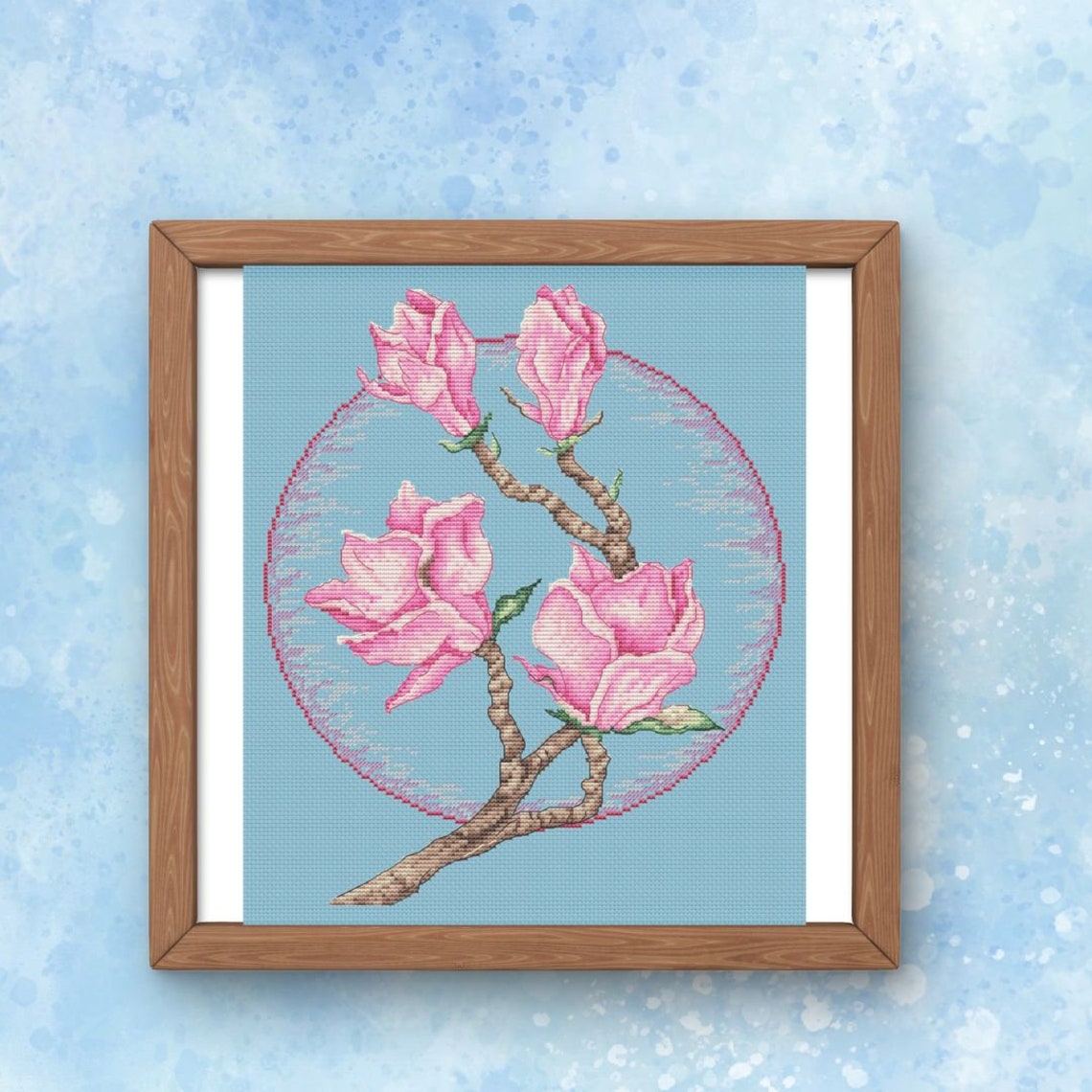 Magnolia Flowers Cross Stitch Pattern: Spring Floral Embroidery (PDF ...