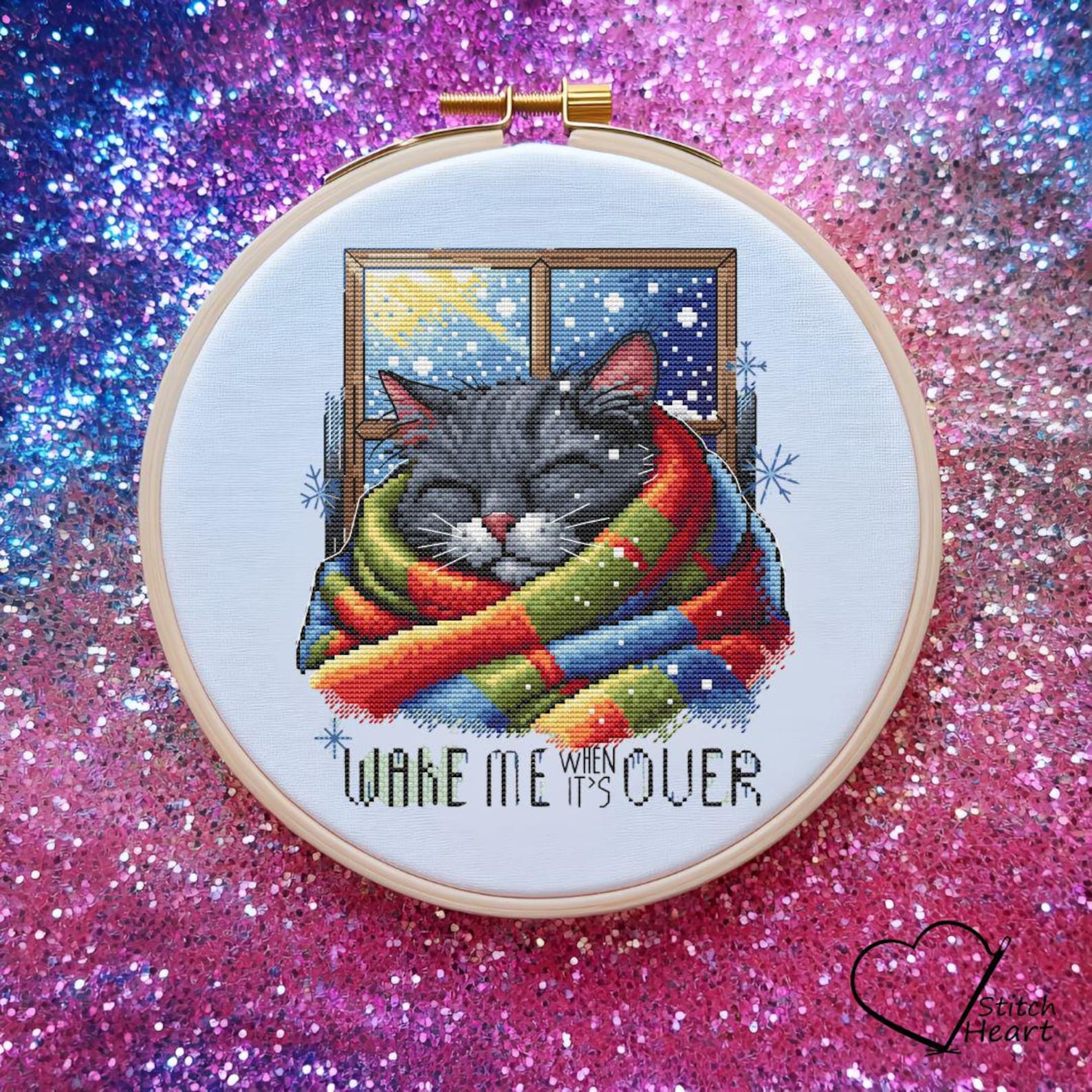 Winter Haters Cat Cross Stitch Pattern: Sleep Until Spring (PDF Pattern ...