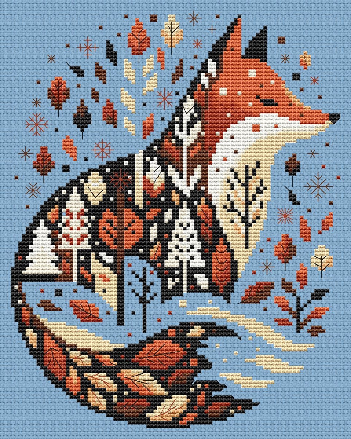 Fox in Late Autumn Cross Stitch Pattern: Cozy Thematic Embroidery (PDF ...