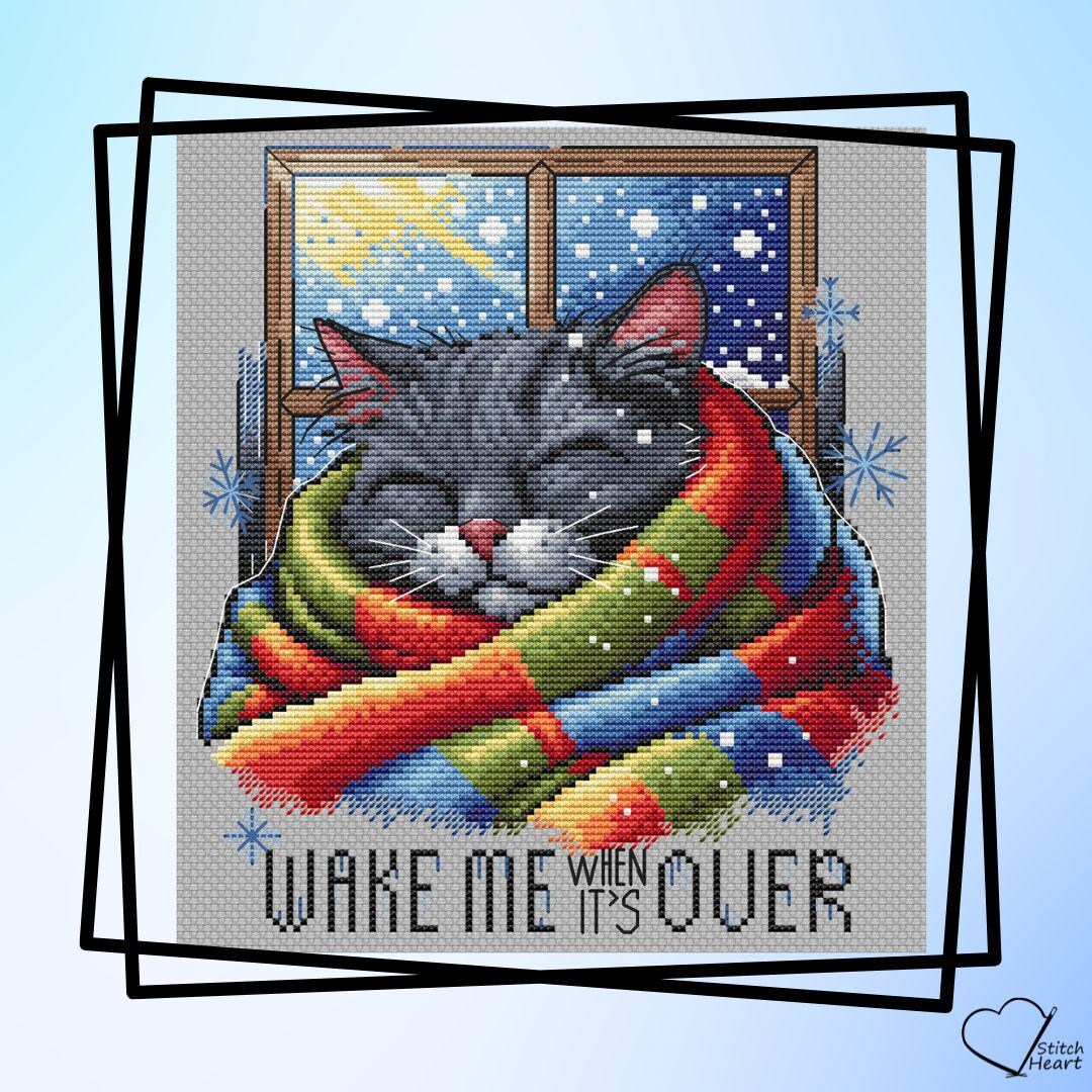 Cross Stitch Pattern "winter Haters: Sleep Until Spring". Funny Cozy ...
