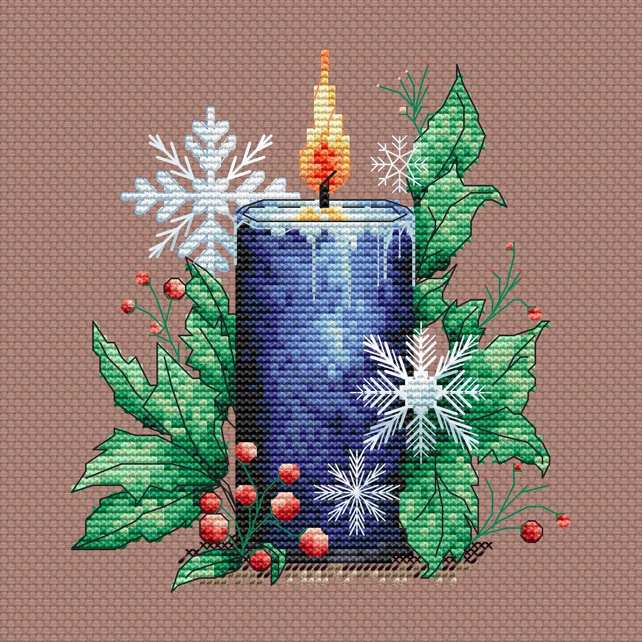 Christmas Pattern for Cross-stitching "christmas Candle". Cross-stitch ...