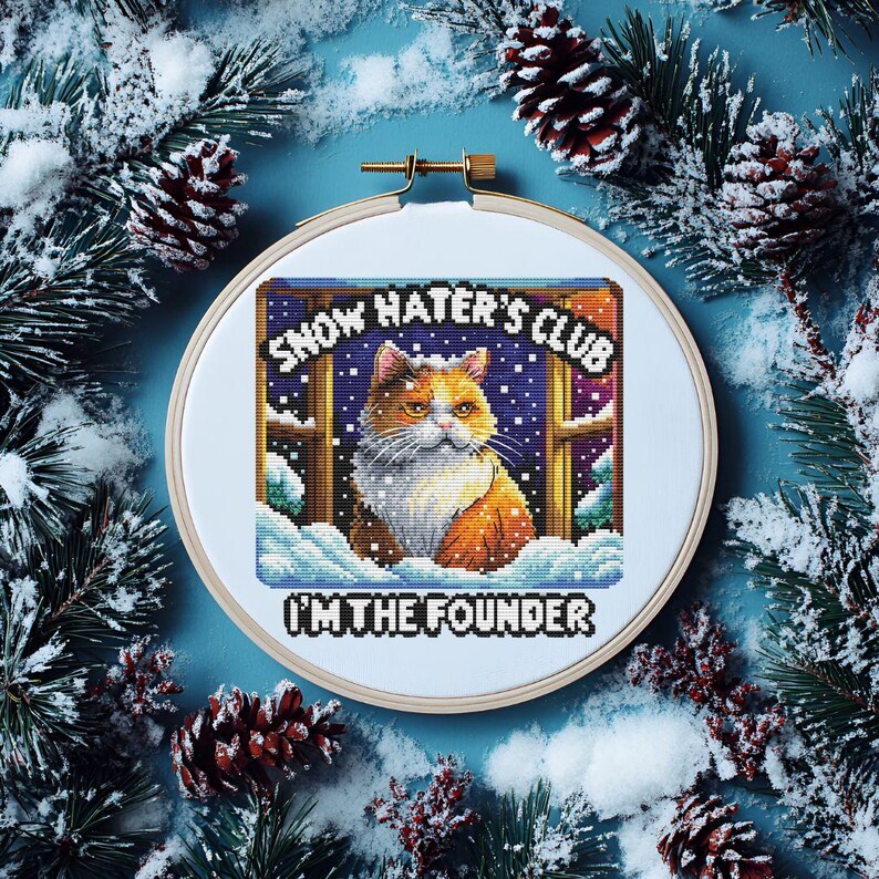 Winter Haters Cat Cross Stitch Pattern: Anti-snow Club (PDF Pattern) - Etsy