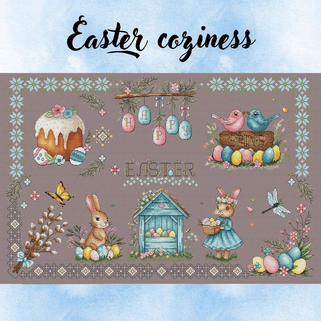 Easter Sampler Cross Stitch Pattern: Bunnies, Eggs & Flowers (PDF ...