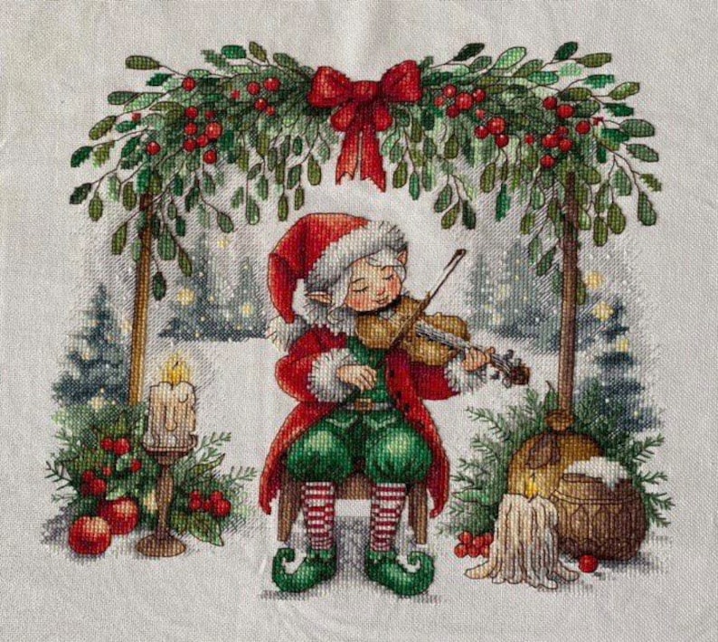 Winter Forest Elf Cross Stitch Pattern: Christmas Song Embroidery (PDF ...