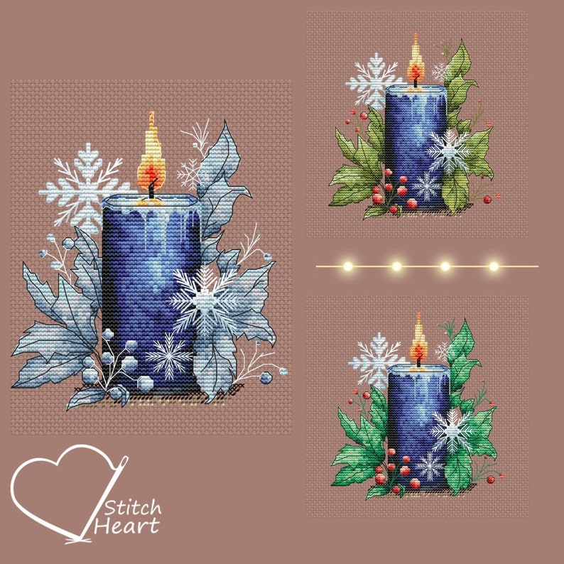 Christmas Pattern for Cross-stitching "christmas Candle". Cross-stitch ...