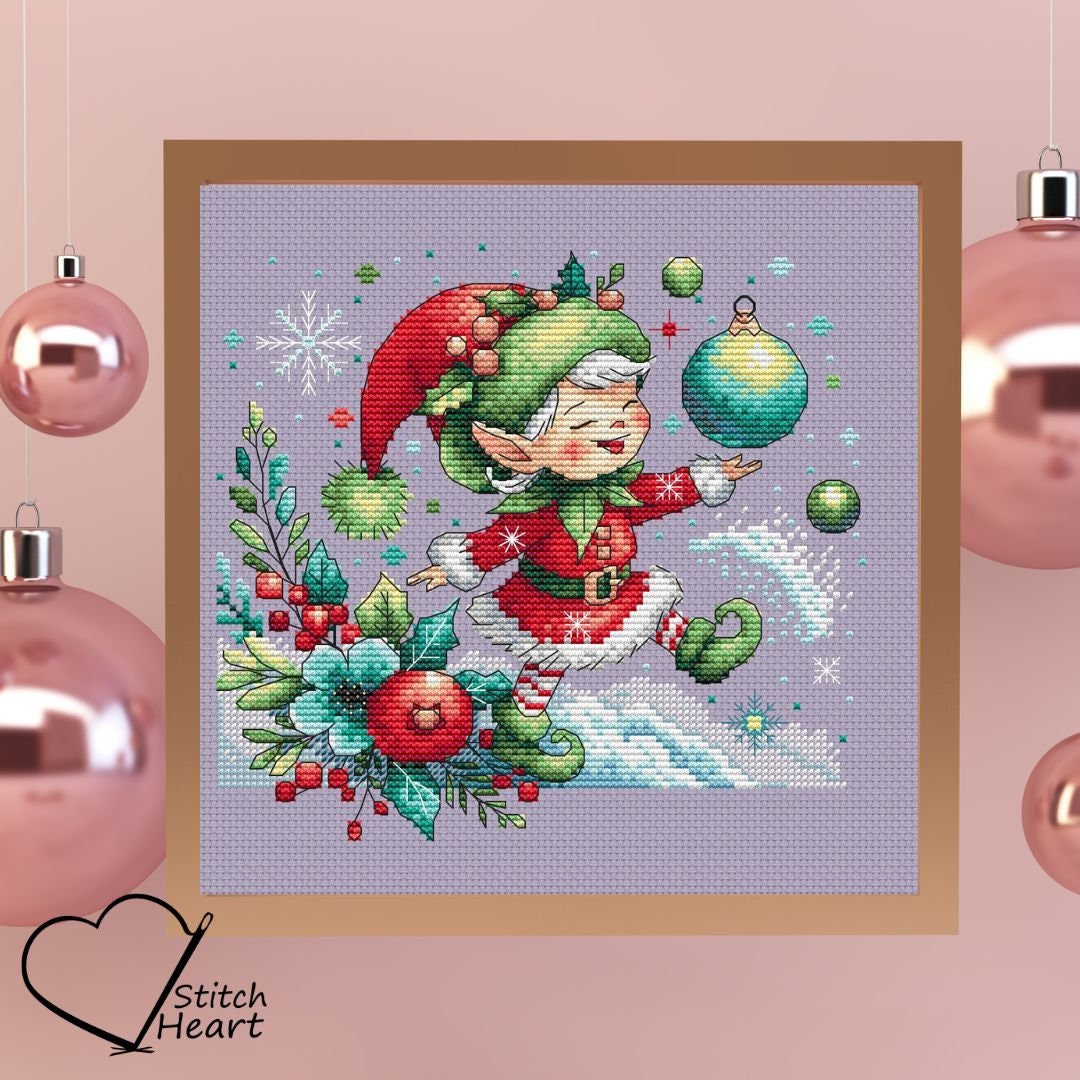 Holiday Elf Cross Stitch Pattern: New Year's Walk (PDF Pattern) - Etsy