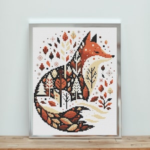 Fox in Late Autumn Cross Stitch Pattern: Cozy Thematic Embroidery (PDF Pattern) - Etsy