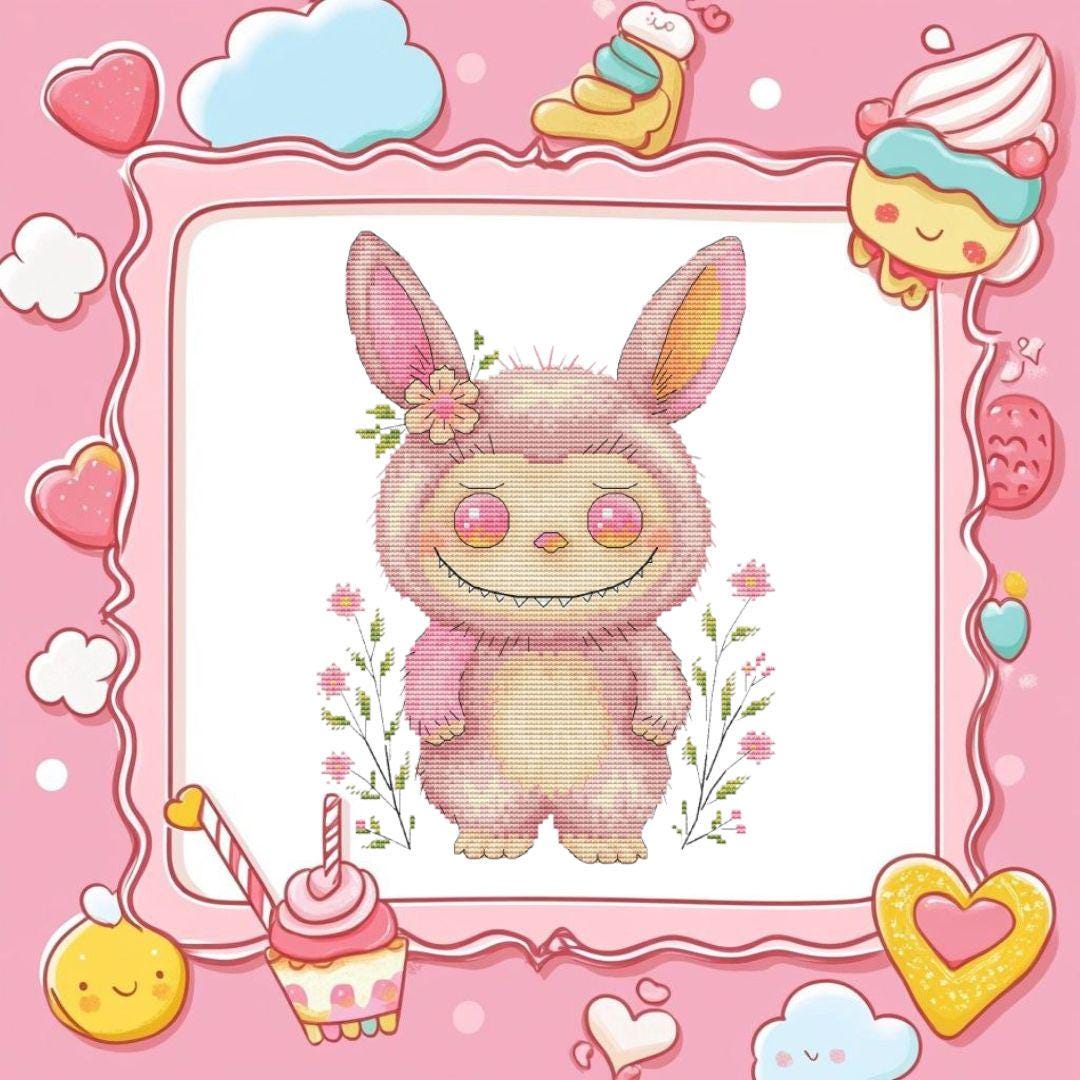 Pink Monster Cross-stitch Pattern — Perfect for Kids’ Clothes, Toy Fans ...