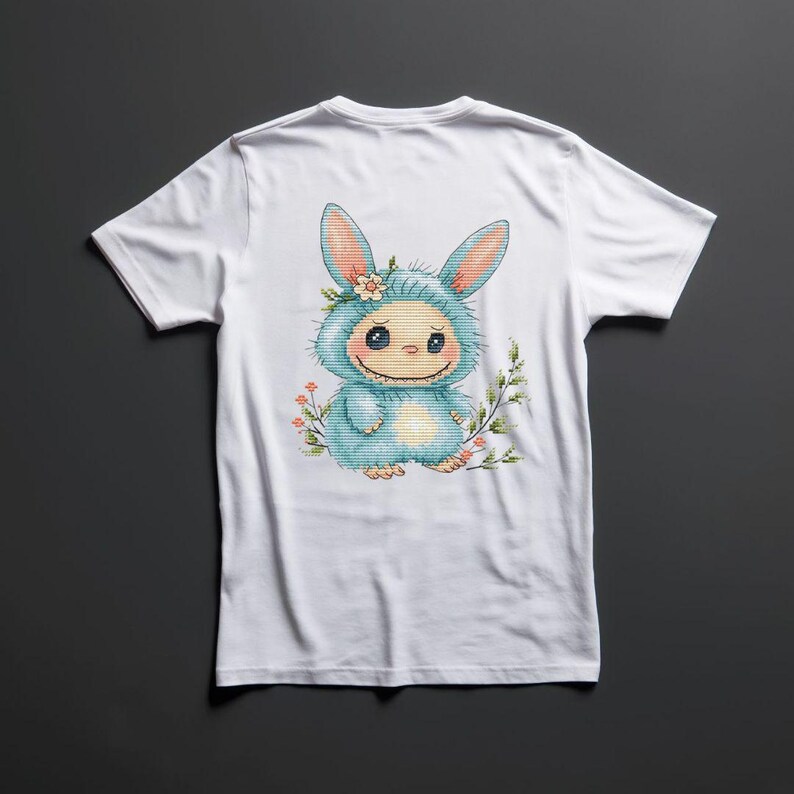 Trendy Labubu Cross-stitch Pattern in Blue Tones! Perfect for Kids ...
