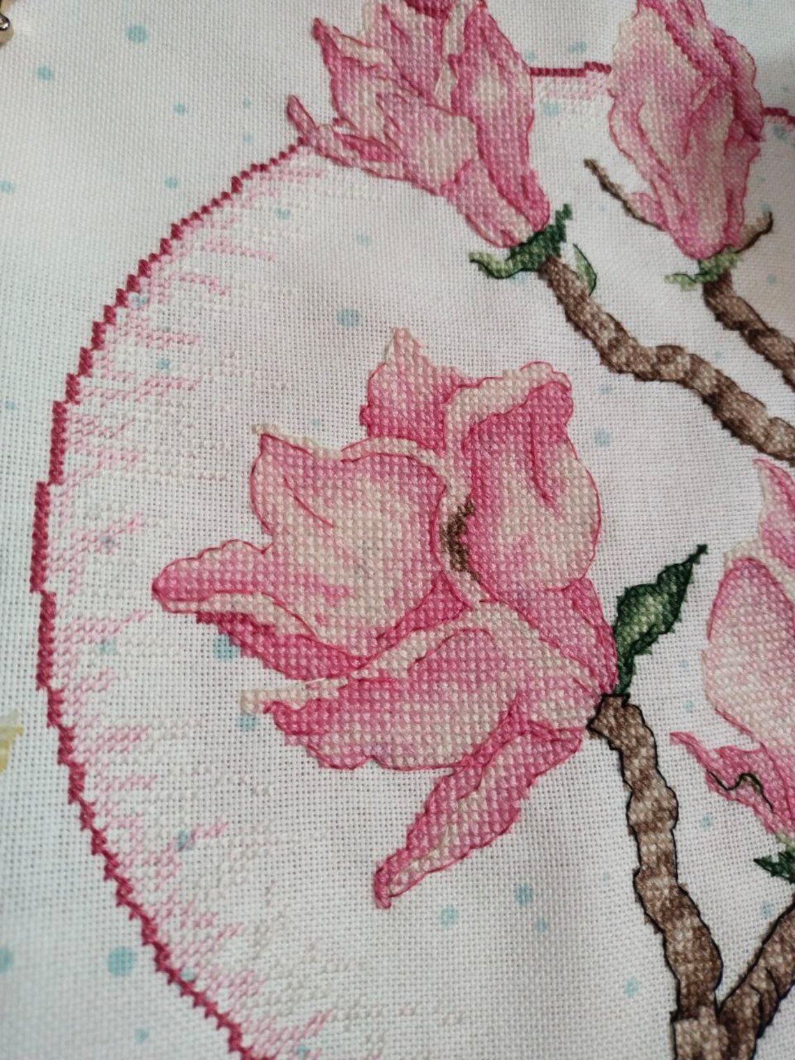 Magnolia Flowers Cross Stitch Pattern: Spring Floral Embroidery (PDF ...