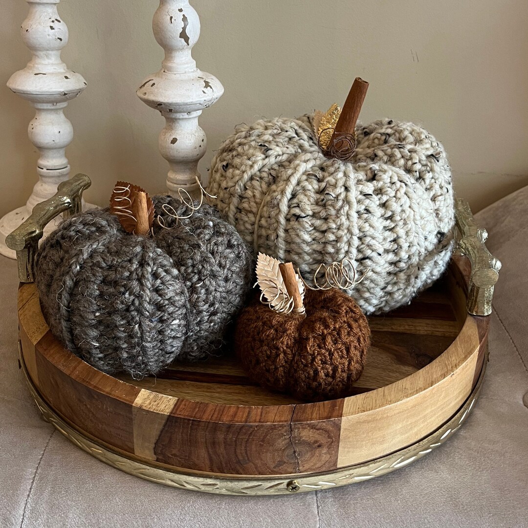 Crochet Pumpkins Rustic Farmhouse Handmade Pumpkins Fall - Etsy