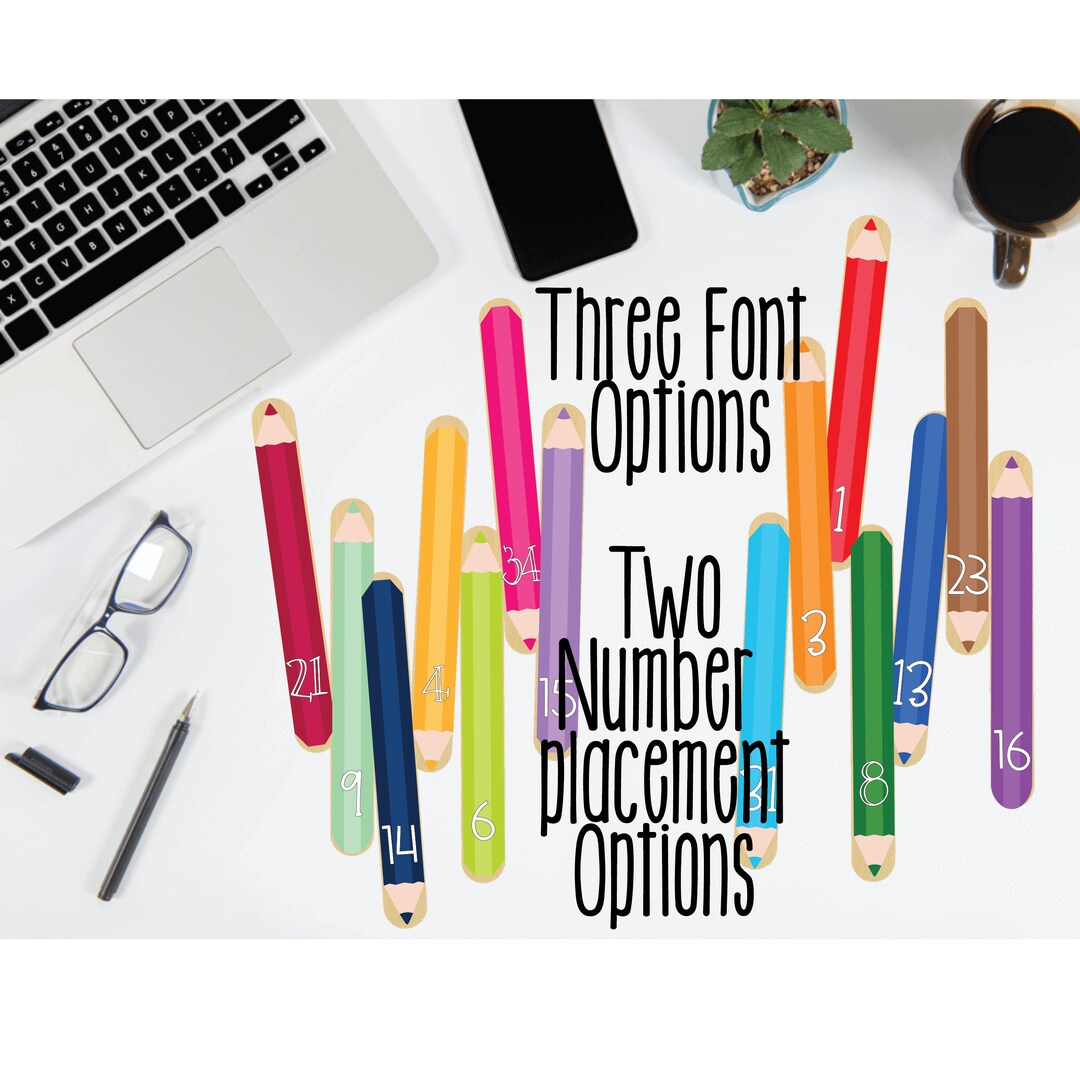 Colored Pencil Theme Printable Number/name Stick Labels (editable ...