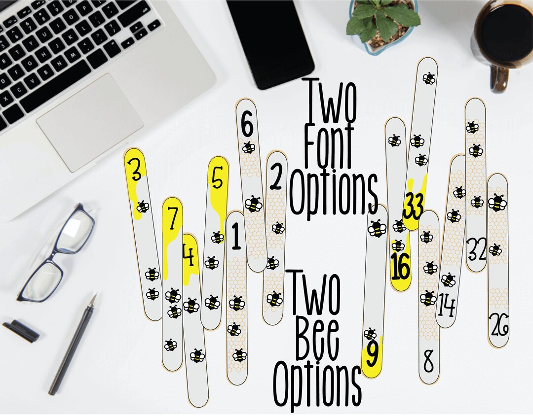 Bee Theme Printable Number/name Stick Labels(editable Version Included ...