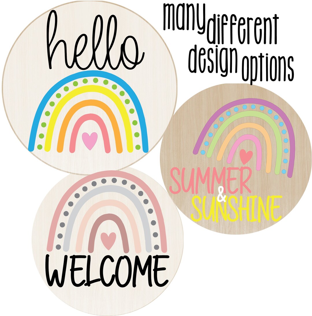 Hello Rainbow Svg, Front Door Sign Svg, Rainbow Sign Svg, Welcome ...