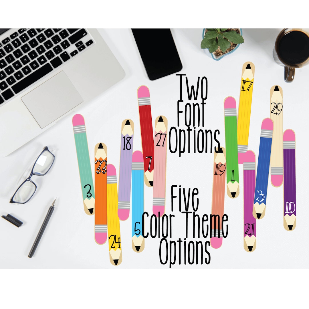 Pencil Theme Printable Number/name Stick Labels (editable Version ...