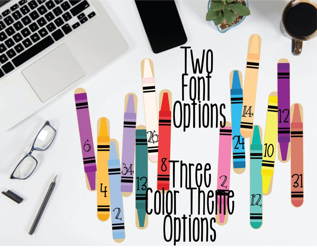 Crayon Theme Printable Number/name Stick Labels (editable Version ...