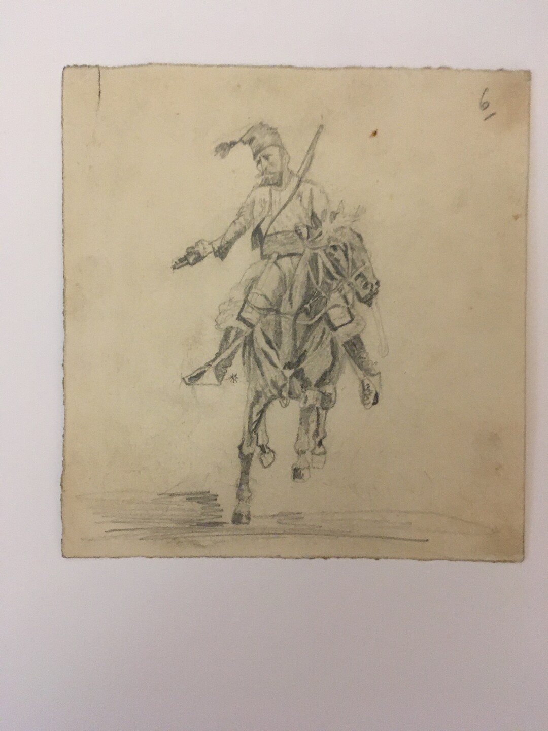 19th Century Drawing of Soldier on Horse by R. Gilles Unframed - Etsy