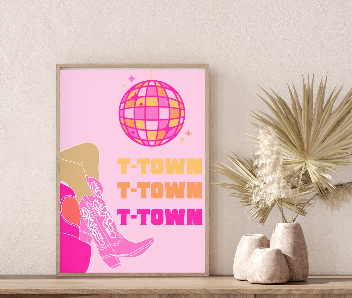 PREPPY Pink Disco Cowgirl, DIGITAL DOWNLOAD, Trendy Wall Art - Etsy