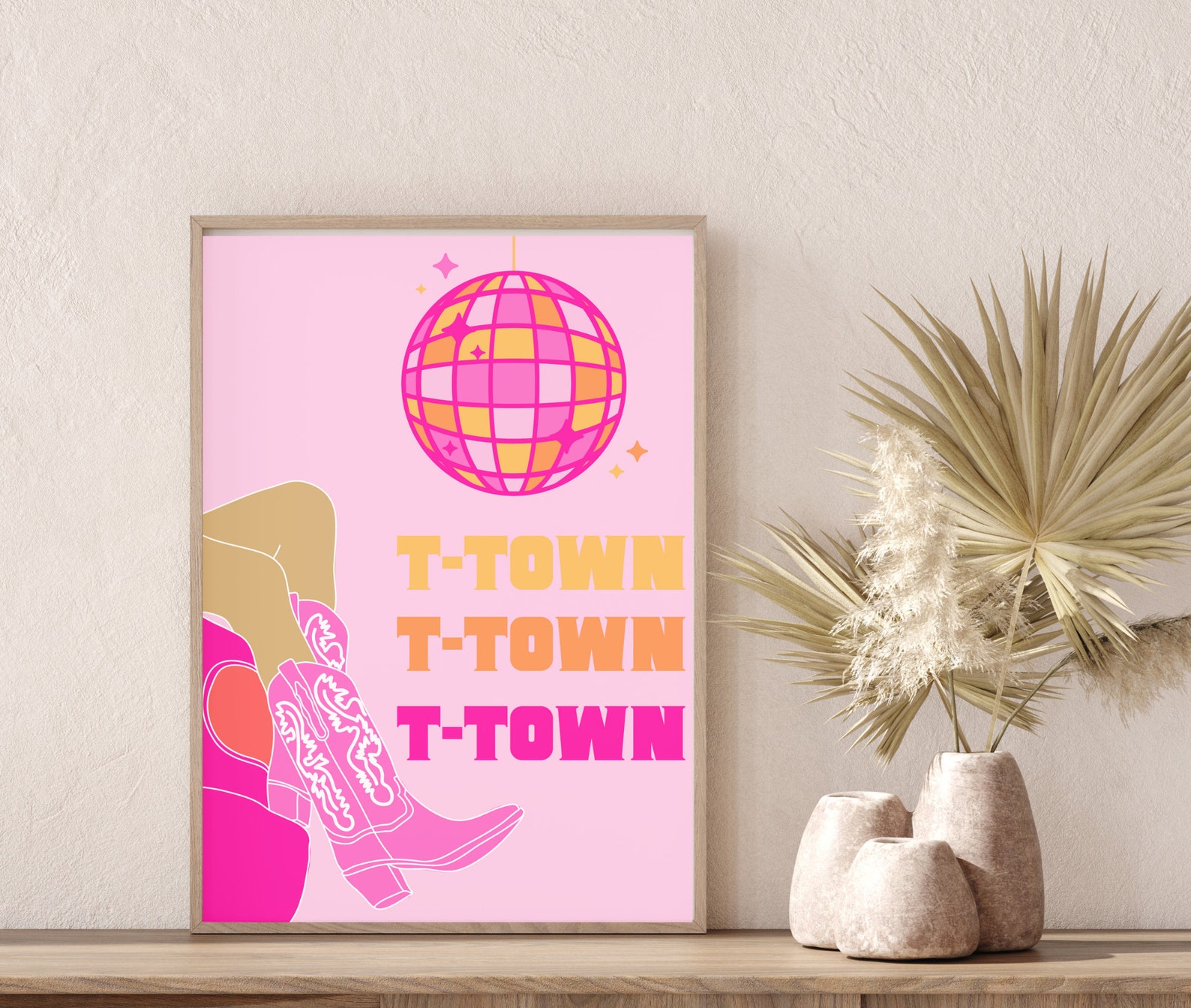 PREPPY Pink Disco Cowgirl, DIGITAL DOWNLOAD, Trendy Wall Art - Etsy