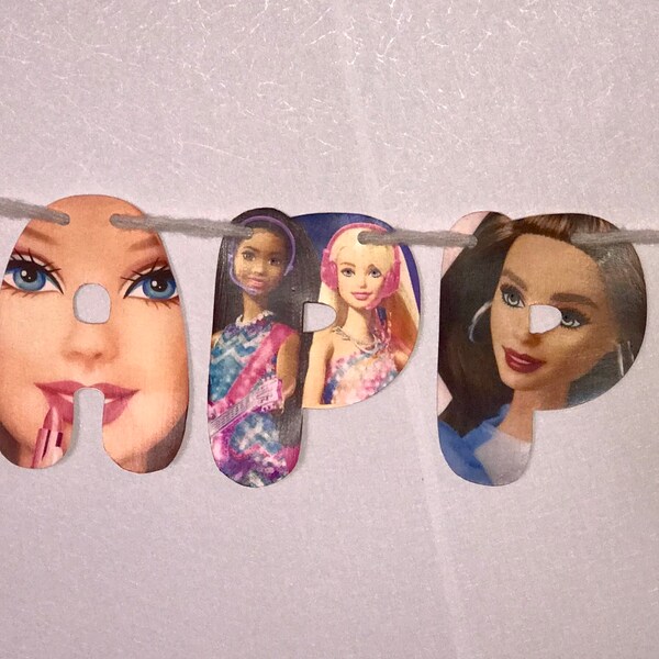 Barbie Font Happy Birthday Banner - Etsy