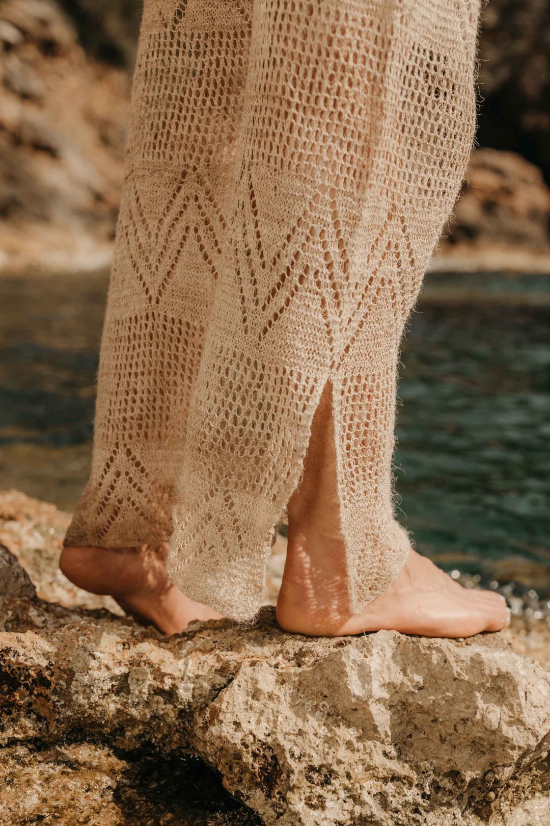 Häkelhose, Häkelhose, Boho-Stil, Leinenhose, Festivalhose, Strickhose ...