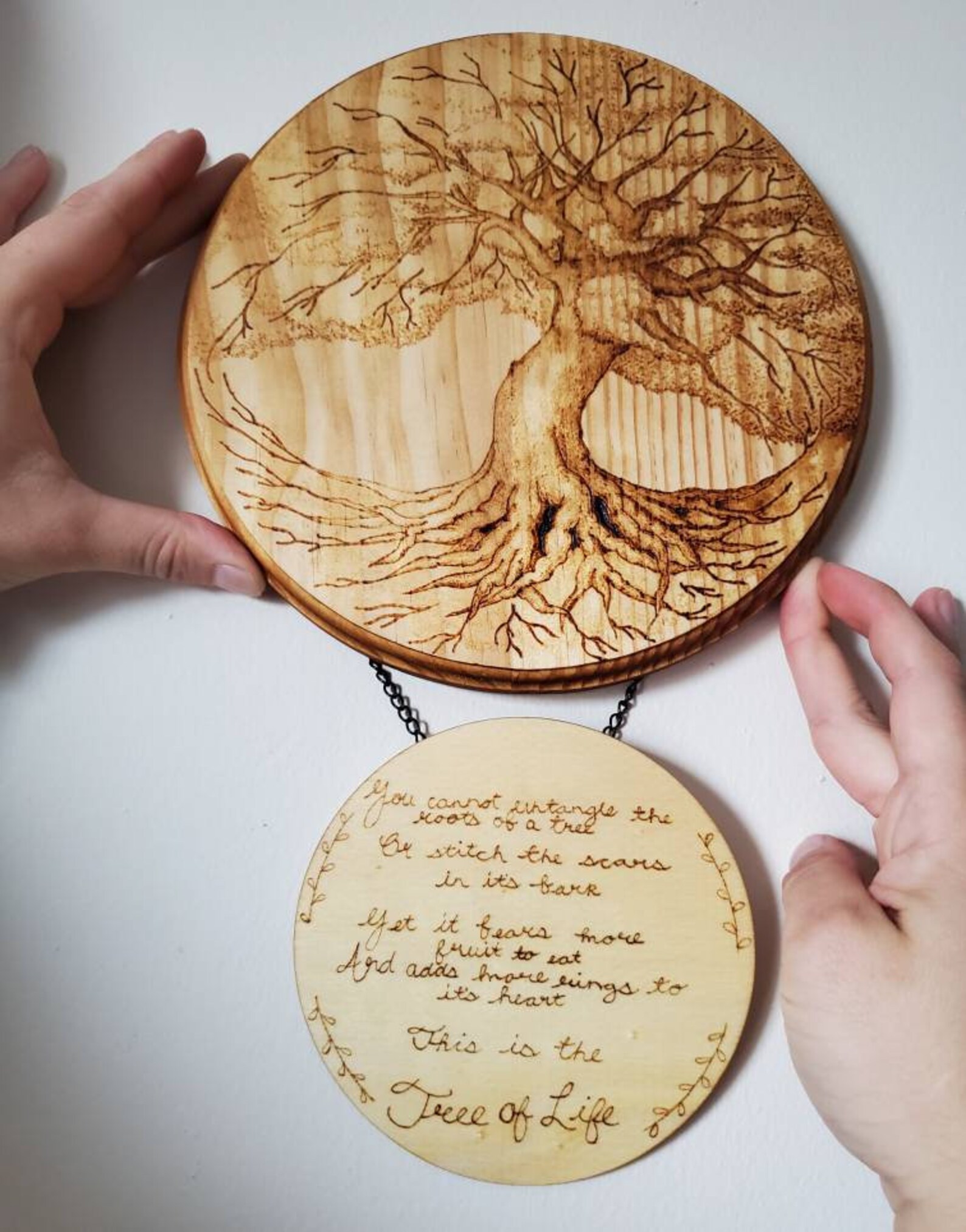 Freehand Woodburning: Tree of Life With Hanging Poem - Etsy