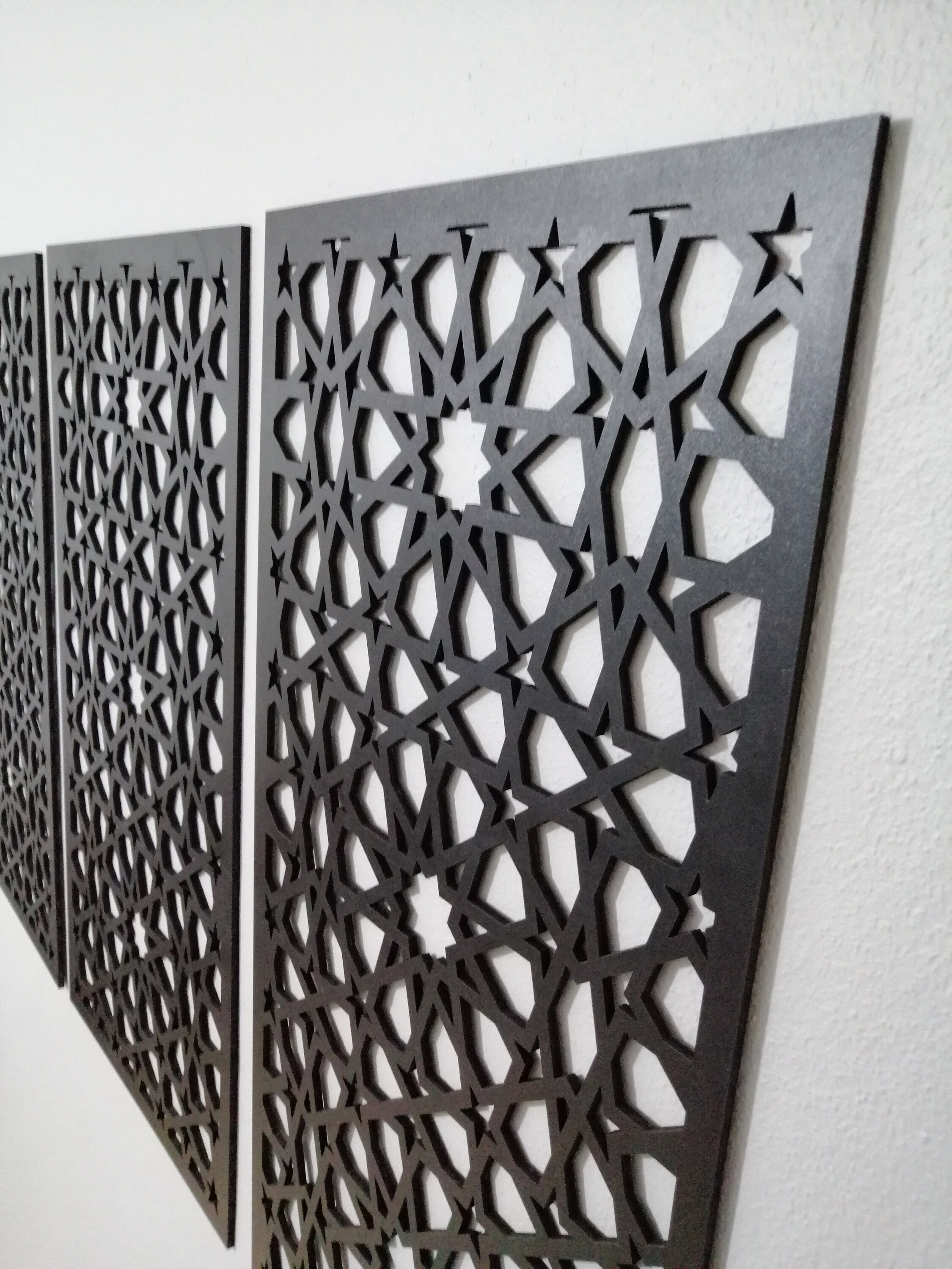 Geometric Wood Decor for Wall, Modern Art Wooden Sign, Triptych Native ...