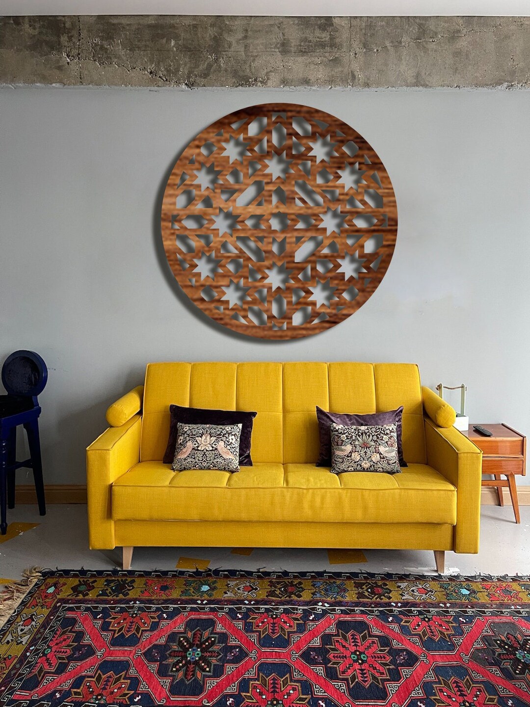 Round Above Bed Modern Wooden Wall Art Decor, Aesthetic Lazer Cut ...