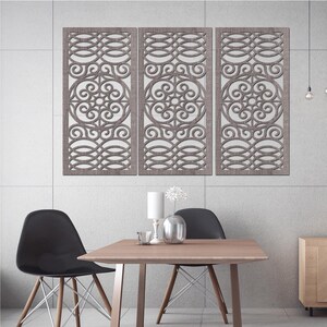 Decorative Rectangle Wooden Wall Art, Minimalist Laser Cut Decor Set, 3 ...